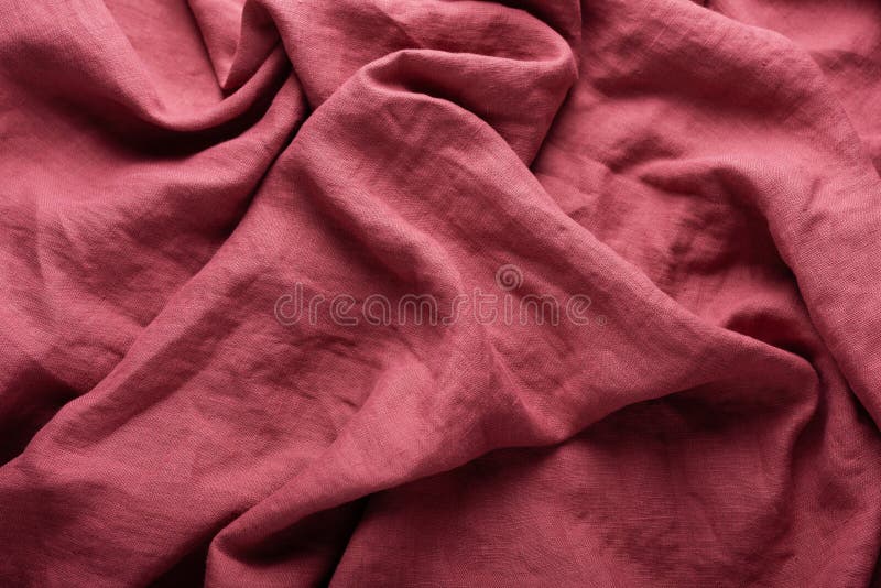 Stonewashed Linen Fabric in Dark Pink Color Stock Photo - Image of ...