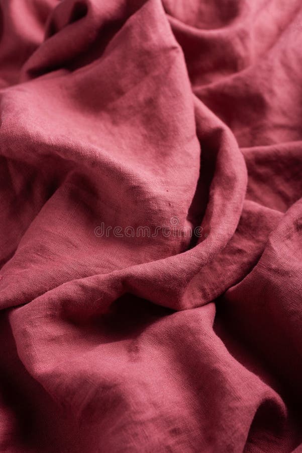 Stonewashed Linen Fabric in Dark Pink Color Stock Photo - Image of ...