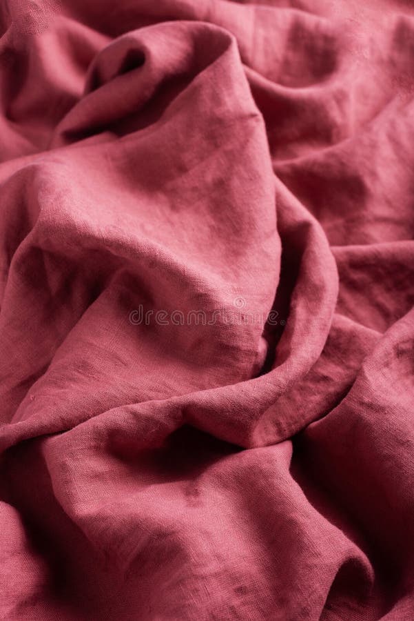 Stonewashed Linen Fabric in Dark Pink Color Stock Image - Image of ...
