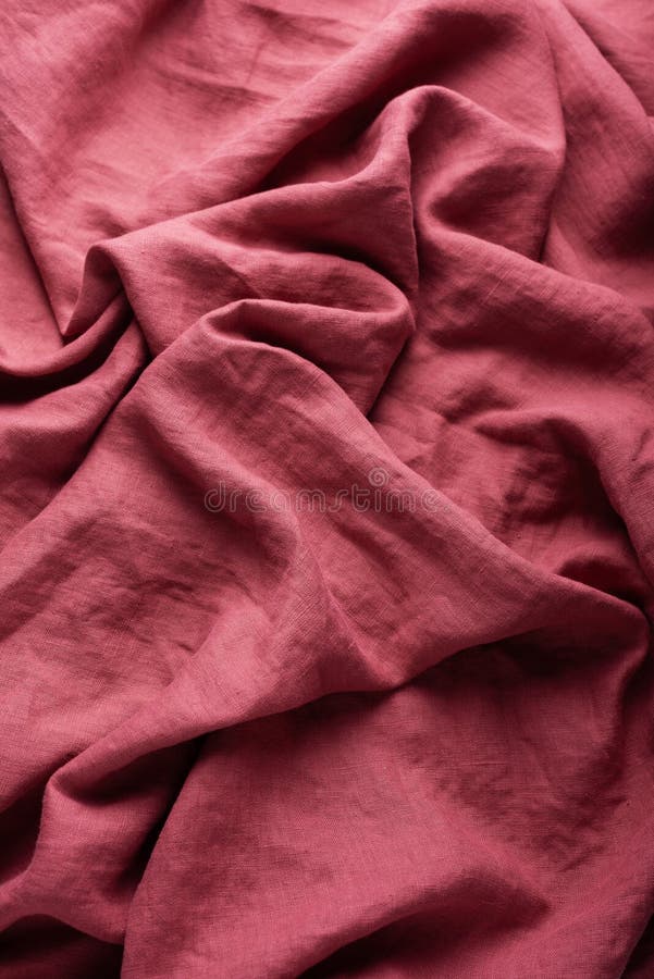 Stonewashed Linen Fabric in Dark Pink Color Stock Image - Image of ...