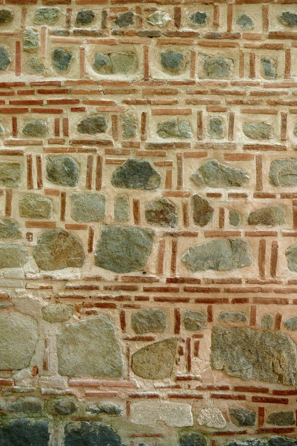 Stonework, Decorated with Small Bricks Stock Image - Image of masonry ...