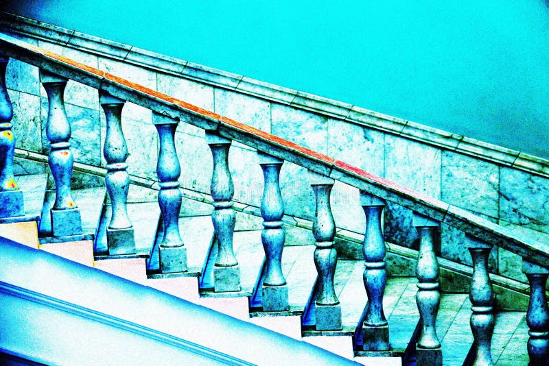 Stonework. Element of a Stone Interior Staircase. Stone Baluster Close ...