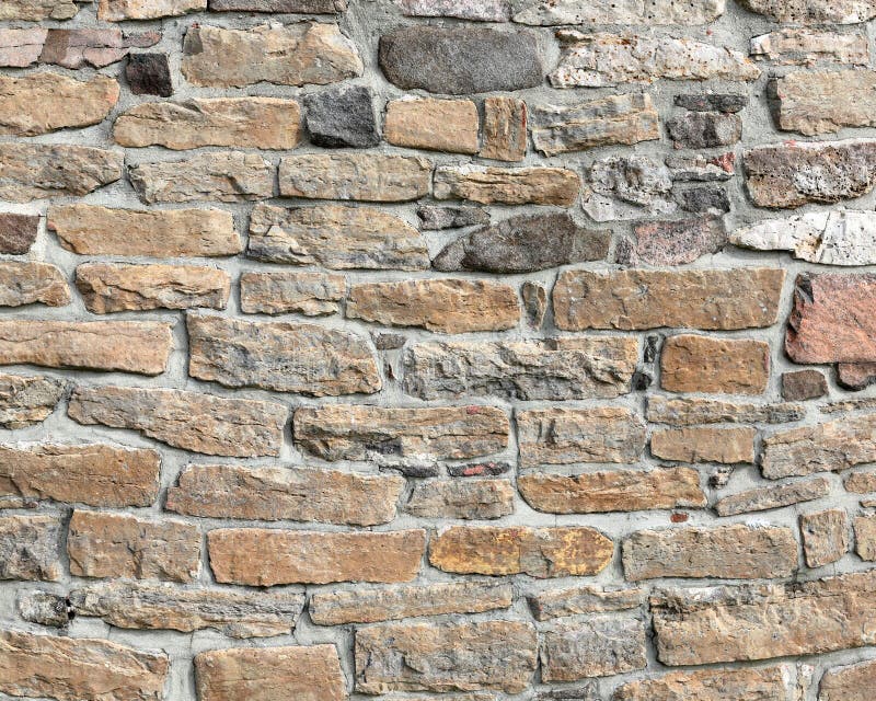 Stonework Wall in Rows with Mortar Stock Image - Image of architectural ...