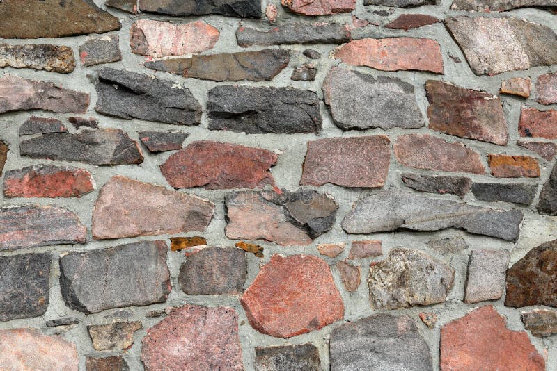 Stonework Wall in Rows with Mortar Stock Image - Image of architectural ...