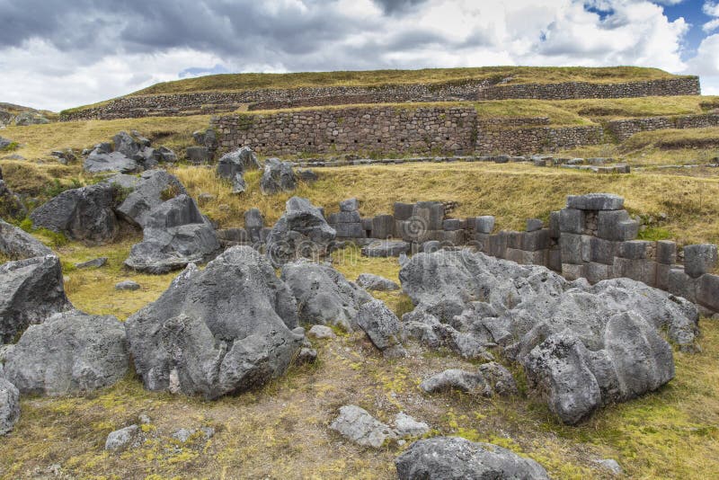 Stonework of the Walls of Sacsayhuaman, in Cusco, Peru Stock Image ...