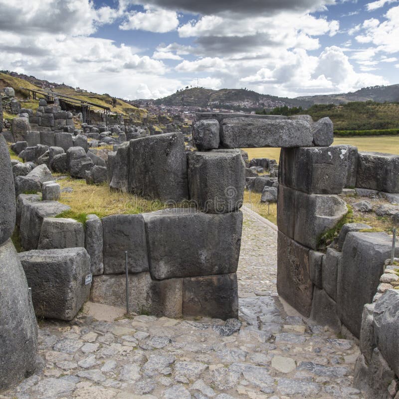 Stonework of the Walls of Sacsayhuaman, in Cusco, Peru Stock Image ...