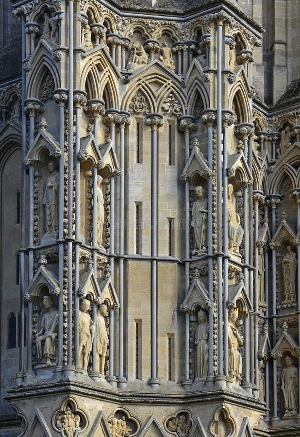 Stonework on Wells Cathedral, Somerset, England Editorial Photo - Image ...