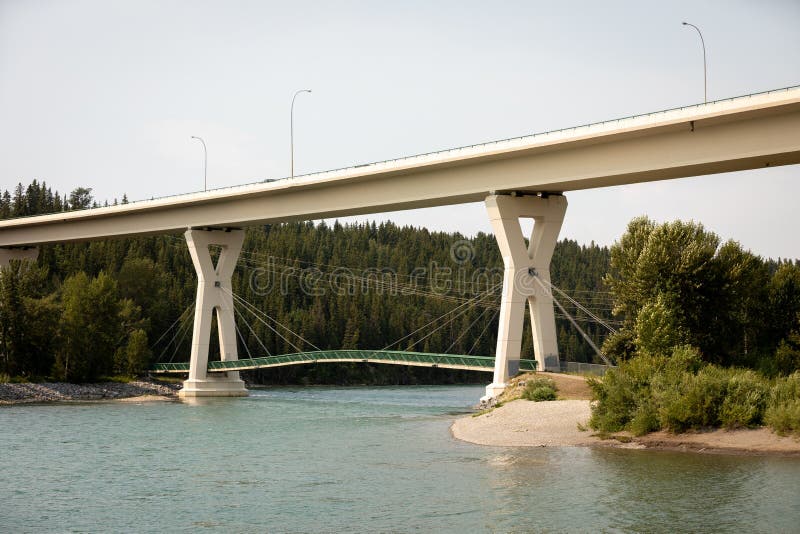 Stoney Trail Bow River Bridge Stock Photo - Image of pathway, blue ...