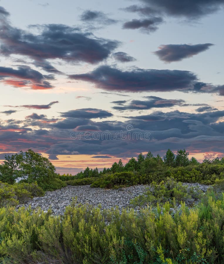 Stony Area in the Wild at Dusk Stock Image - Image of aged, baldness ...
