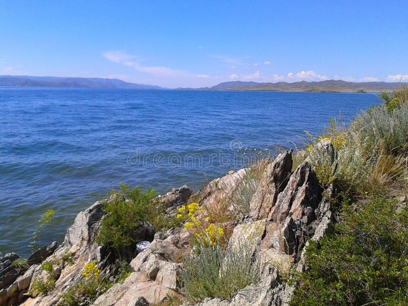 Stony bank. stock photo. Image of landscape, summer, space - 60981278