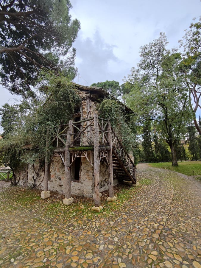 Stony Building in Forest Surrounded by Dense Trees Stock Photo - Image ...