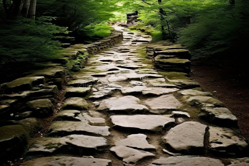 Stony Path an Ancient Road Made of Large Flat Stones Worn Smooth Stock ...