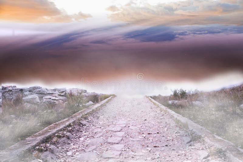 Stony Path Leading To Horizon Stock Illustration - Illustration of ...