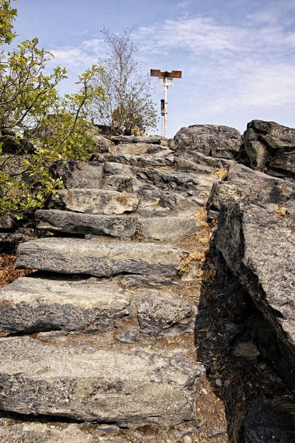 Stone Steps To the Steep Hill Stock Image - Image of railing, stairs ...