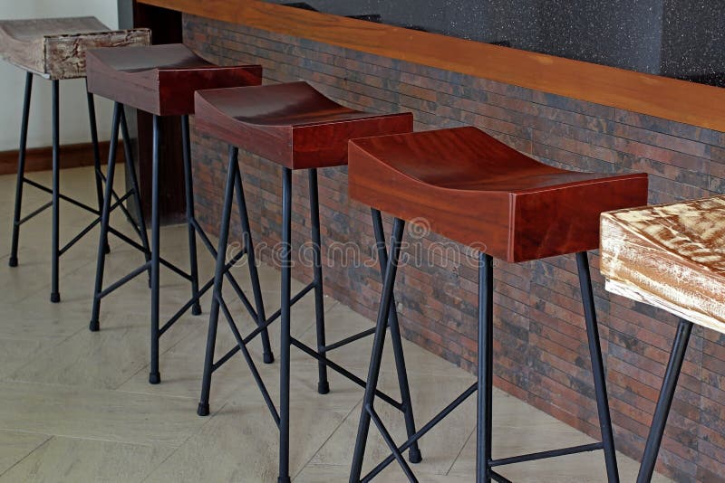 Stool in Front of Counter Bar Stock Photo - Image of vintage, retro ...