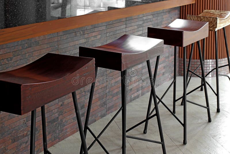 Stool in Front of Counter Bar Stock Photo - Image of interior, cafe ...