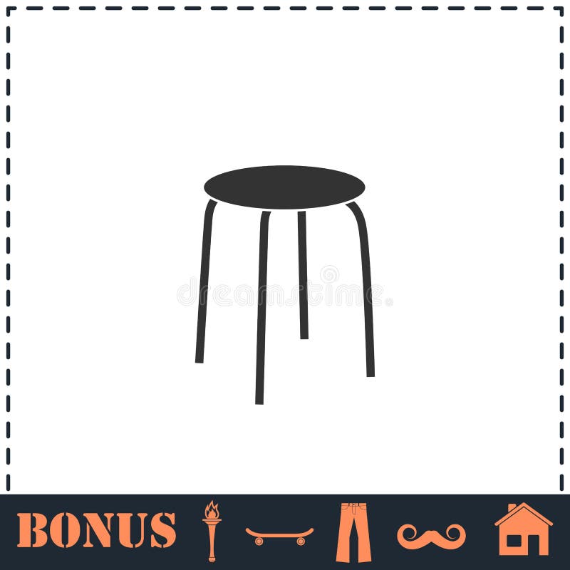 Stool icon flat stock illustration. Illustration of household - 201678181