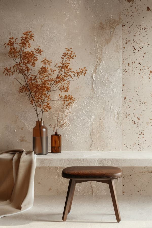 Stool with vases stock photo. Image of generated, prop - 375133120