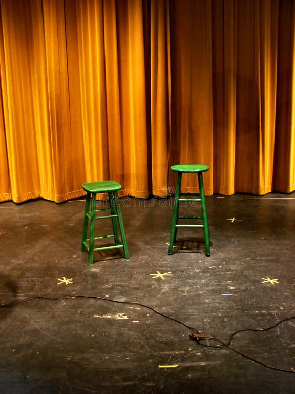 Stools on stage stock photo. Image of lonely, gold, emotional - 15068864