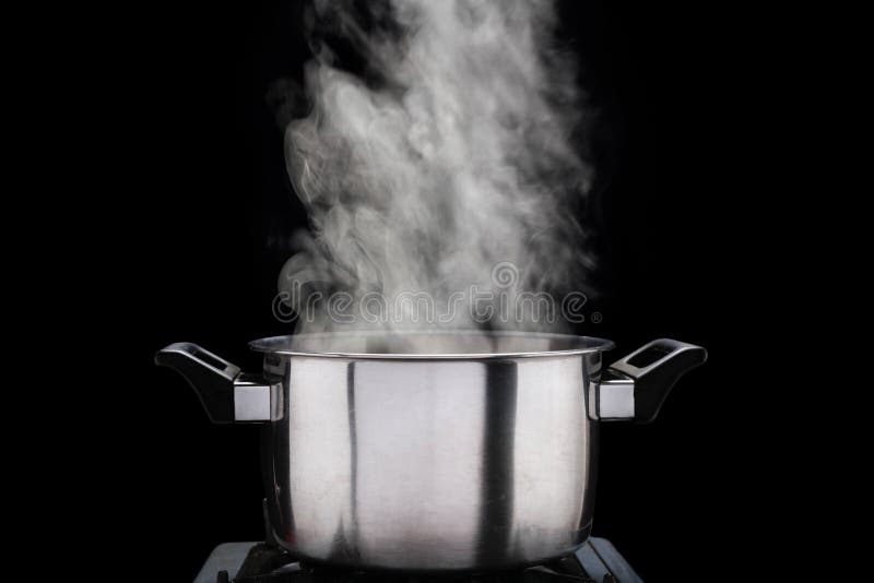 Stoom Over Het Koken Van Pot Stock Afbeelding - Image of keukengerei ...