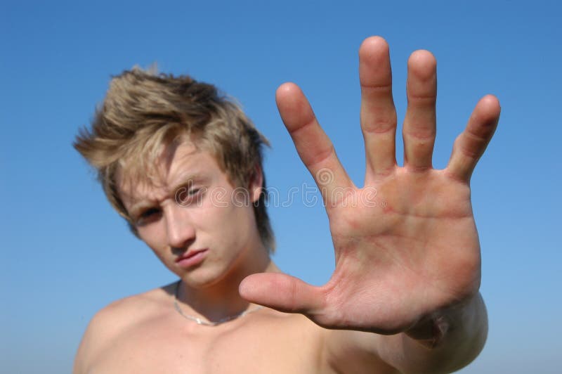 Halt, Back Off! stock image. Image of character, male, background - 587775