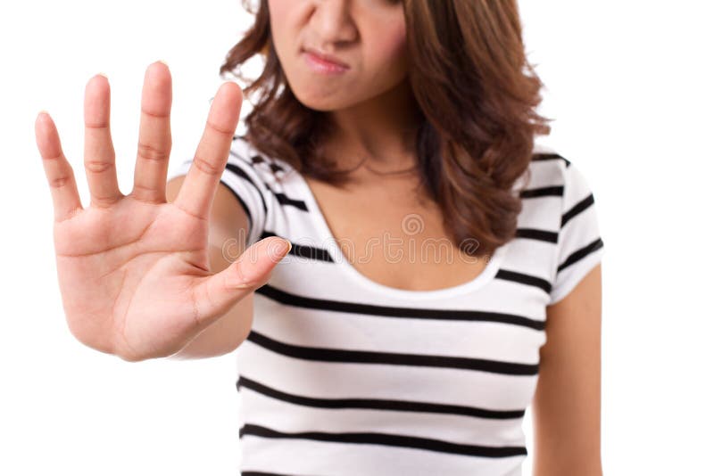 Stop Hand Sign by Angry Woman Stock Image - Image of forbidden, single ...