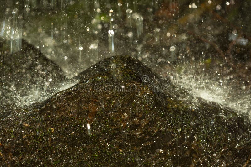 Stop Action Flash of a Waterfall Reveals the Individual Droplets Stock ...