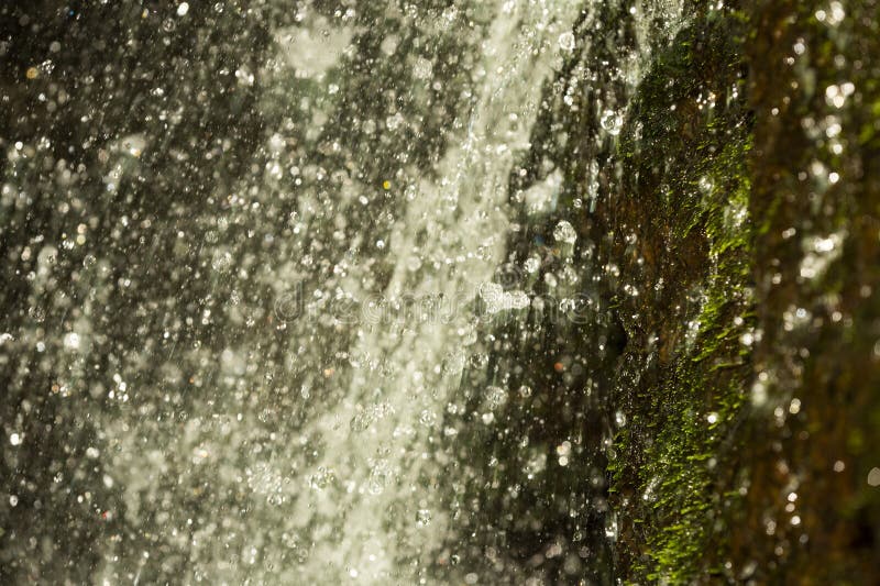 Stop Action Flash of a Waterfall Reveals the Individual Droplets Stock ...