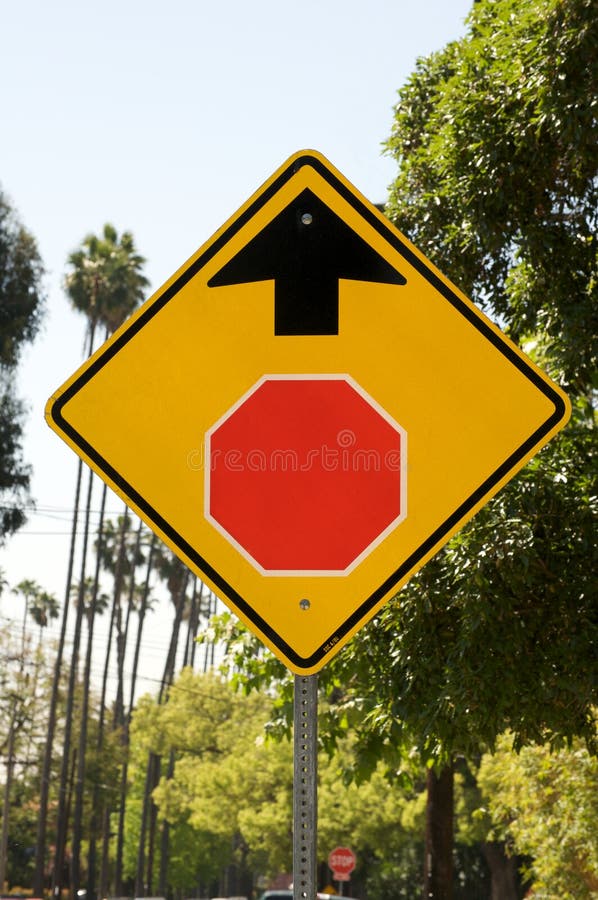 Stop Ahead sign stock photo. Image of road, yellow, warning - 10610042
