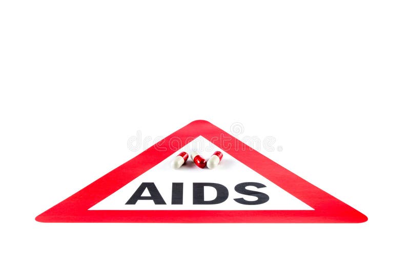 Stop AIDS and HIV, Capsule with Warning Sign Stock Image - Image of ...