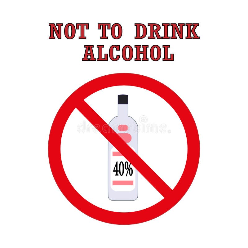 Stop Alcohol Red Round Sign Stock Vector - Illustration of drugs, form ...