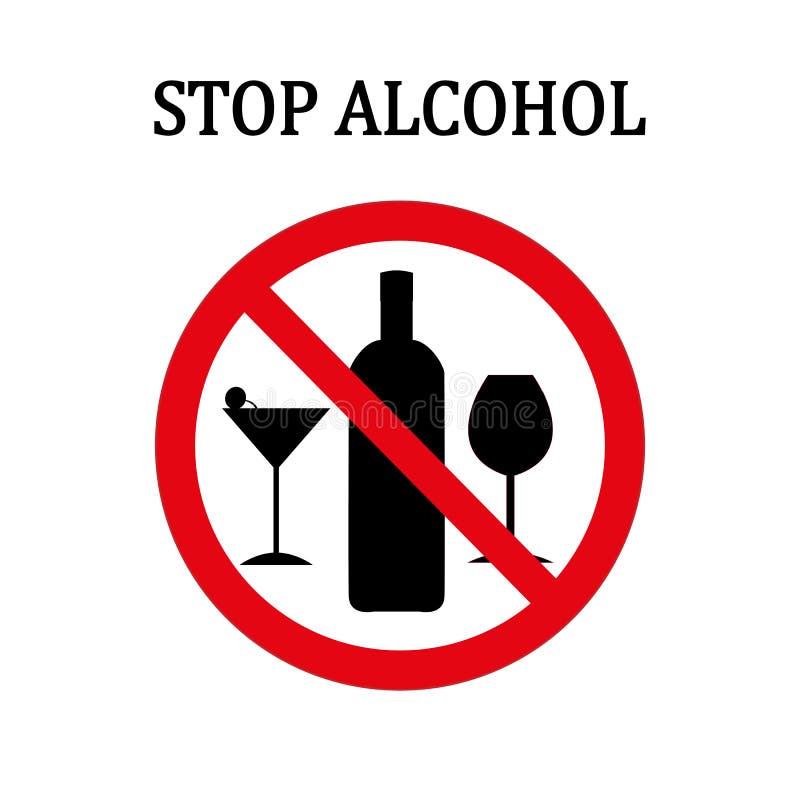 Stop Alcohol Red Round Sign Stock Vector - Illustration of habit ...