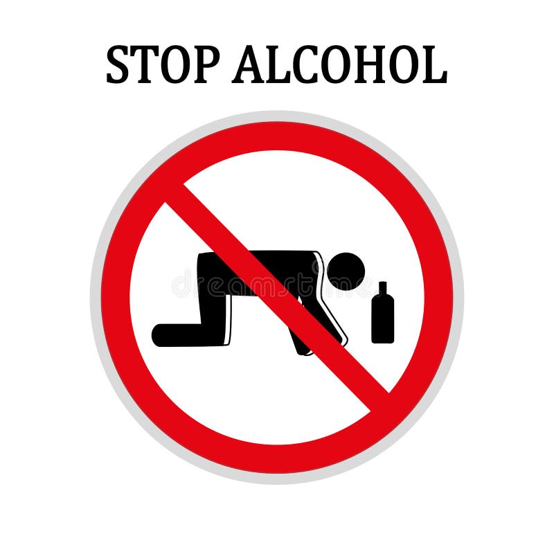 Stop Alcohol Red Round Sign Stock Vector - Illustration of drugs, form ...