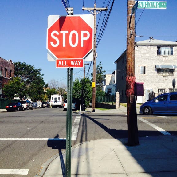 Stop All the Way Sign editorial photo. Image of stop - 43832211