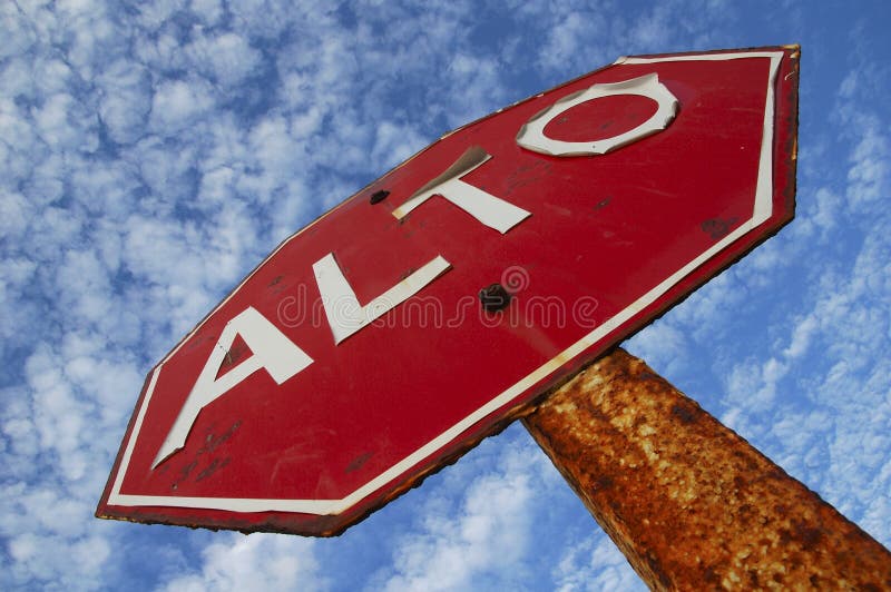Red And White Alto Stop Sign Stock Image - Image of isolated, spanish ...
