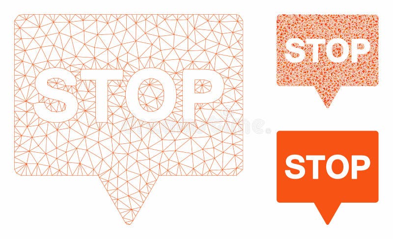Stop Banner Vector Mesh 2D Model and Triangle Mosaic Icon Stock Vector ...