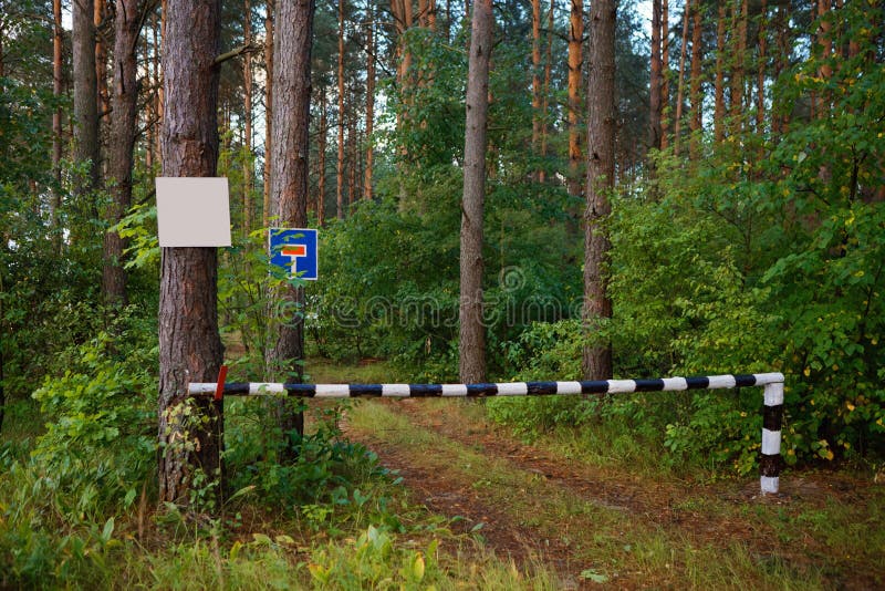 Stop Barrier No Entry into the Forest Stock Photo - Image of forest ...