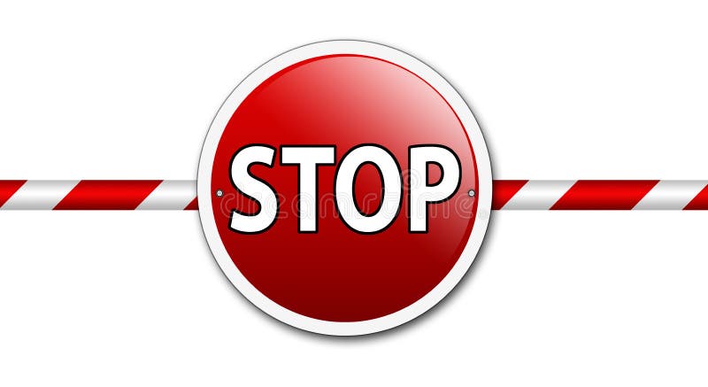 Stop barrier sign stock illustration. Illustration of white - 15501515