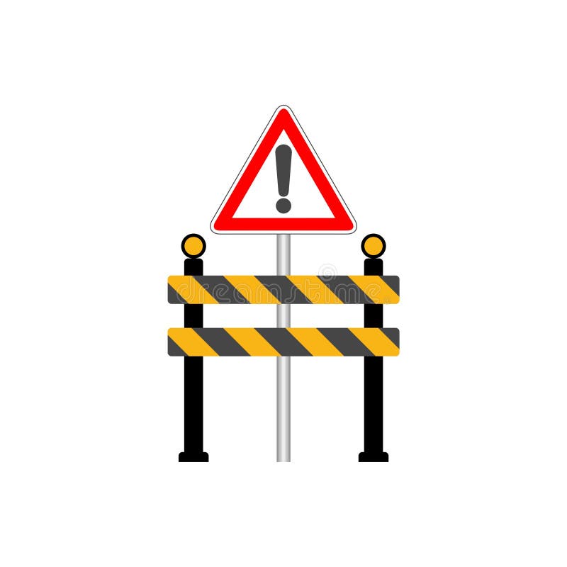 Stop Barrier, Warning Red Triangular Sign Stock Vector - Illustration ...