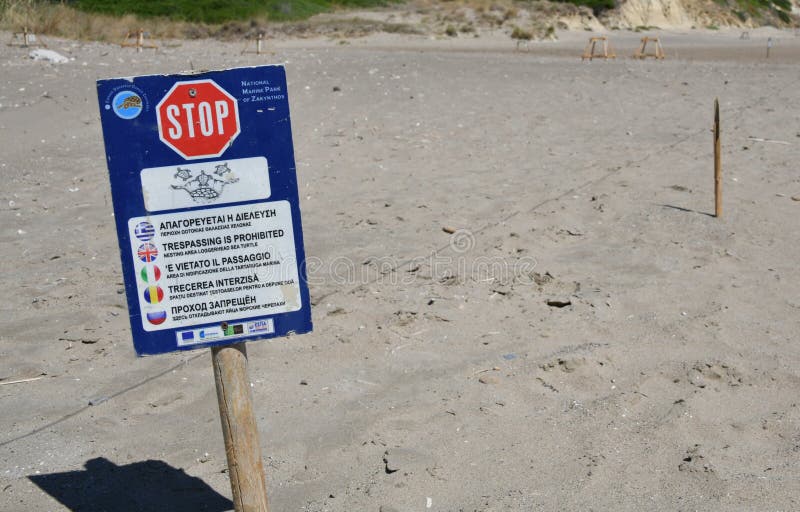 STOP Sign in Five Different Languages for the National Marine Park of ...