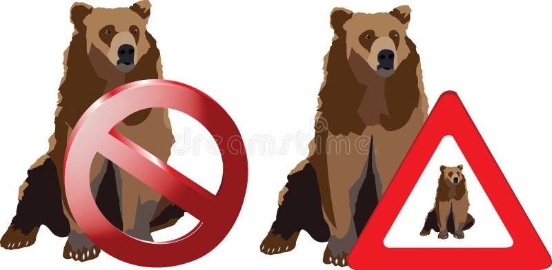 Stop and Beware of the Bear Road Signs- Stock Vector - Illustration of ...