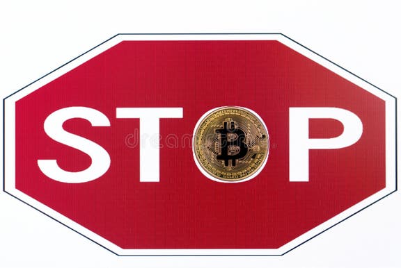 Stop bitcoin stock photo. Image of business, button, economy - 74410300