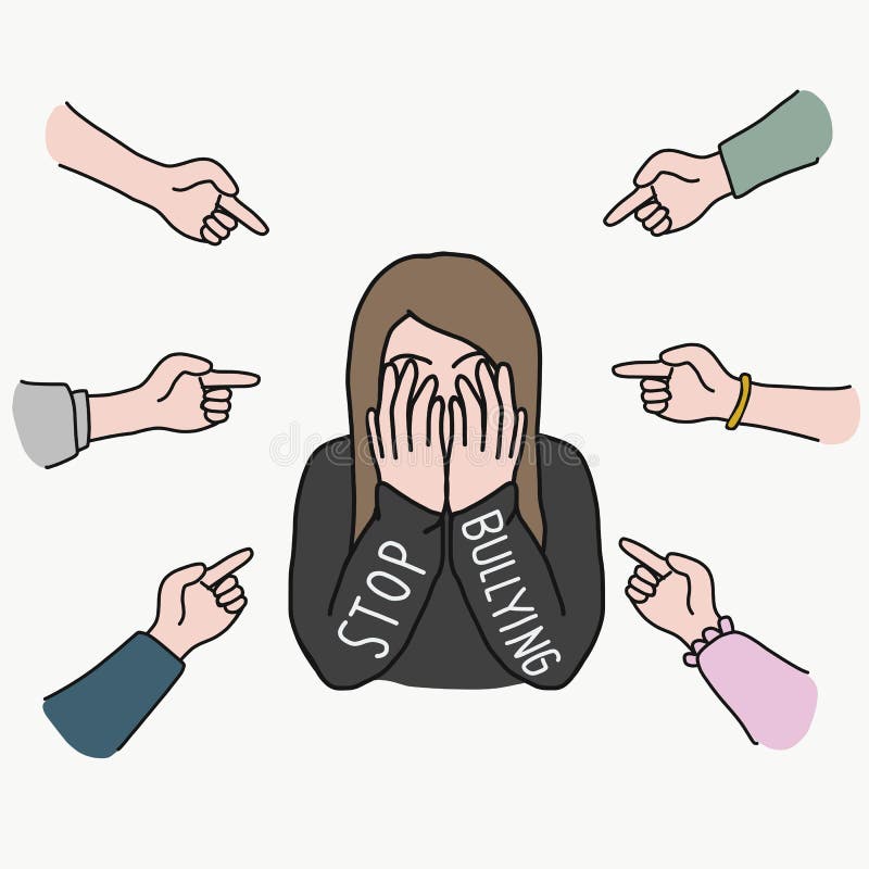 Bullying , Hand Point Finger To Crying Girl Illustration Stock Vector ...