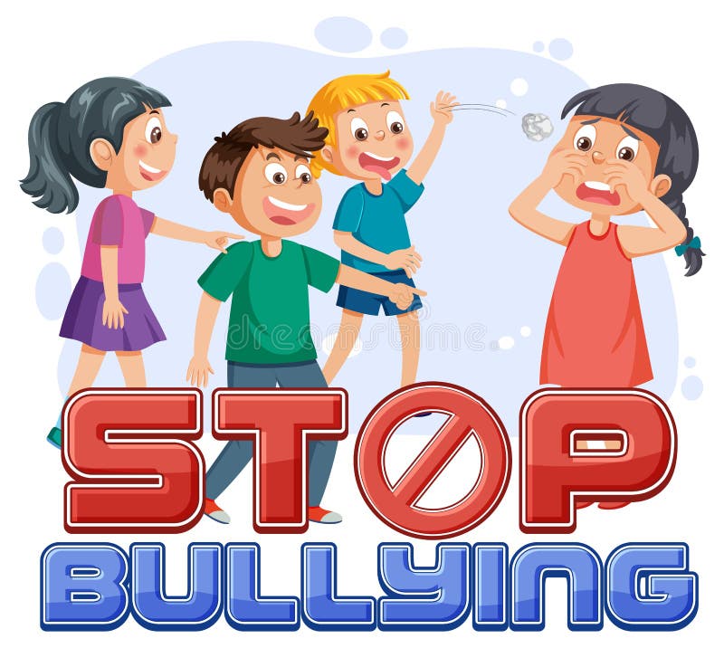 Stop Bullying Text with Cartoon Character Stock Vector - Illustration ...
