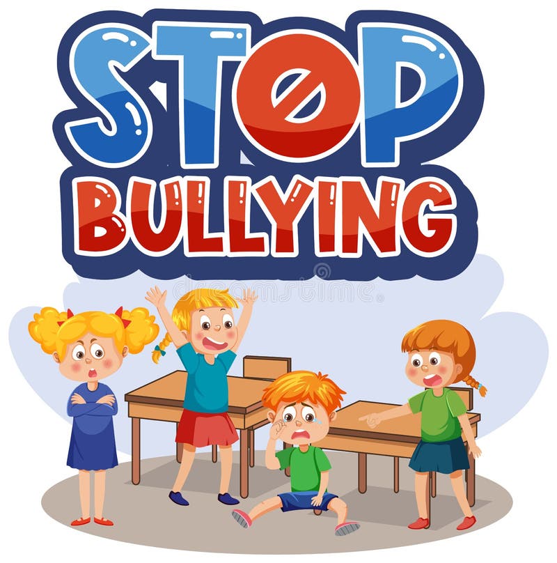 Stop Bullying Text with Cartoon Character Stock Vector - Illustration ...