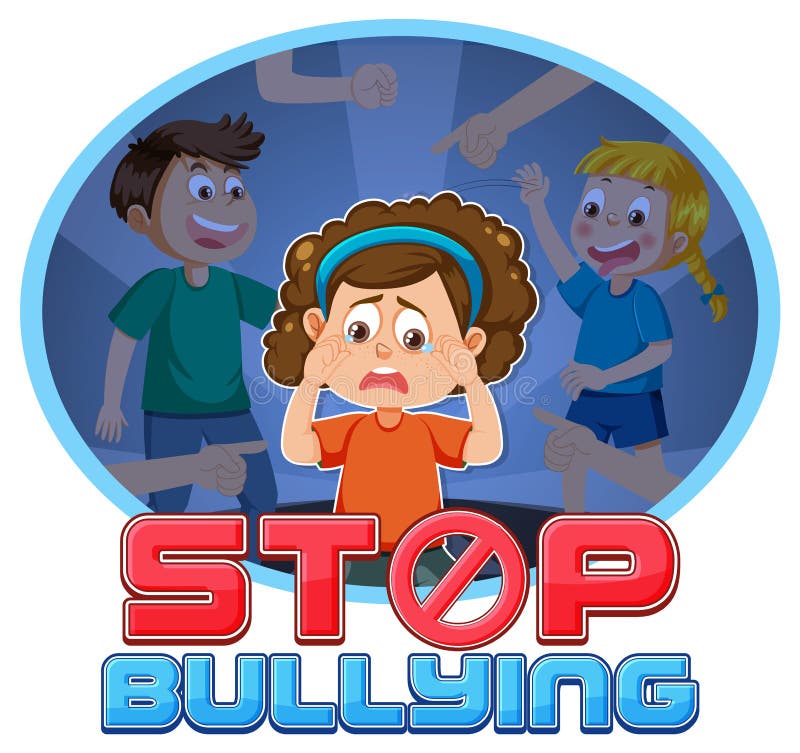 Stop Bullying Text with Cartoon Character Stock Vector - Illustration ...