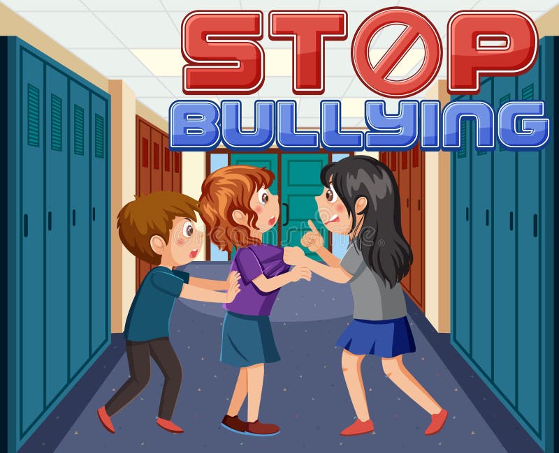 Stop Bullying Text with School Kids Stock Vector - Illustration of ...