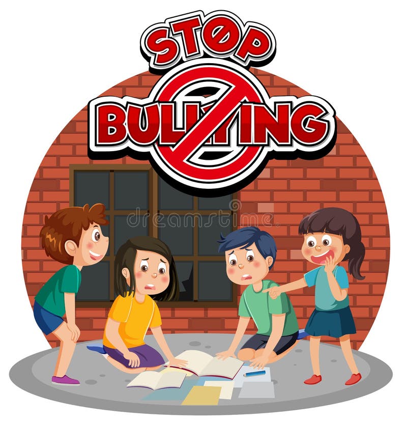 Stop Bullying Text with School Kids Stock Vector - Illustration of ...