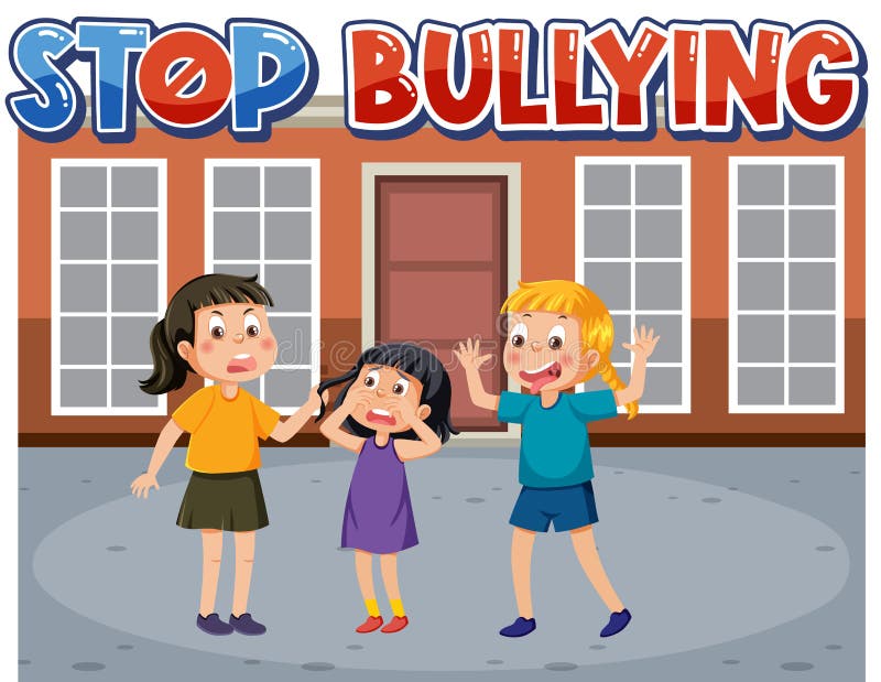 Stop Bullying Text with School Kids Stock Vector - Illustration of ...