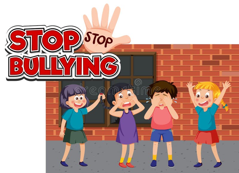 Stop Bullying Text with School Kids Stock Vector - Illustration of ...